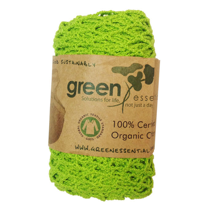 Green Essentials Large Organic Cotton Mesh Shopping Bag - Green